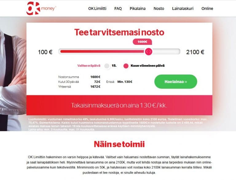 OK Money Limiittilaina on 2100€ suuruinen luottotili - Hae OK Limiitti
